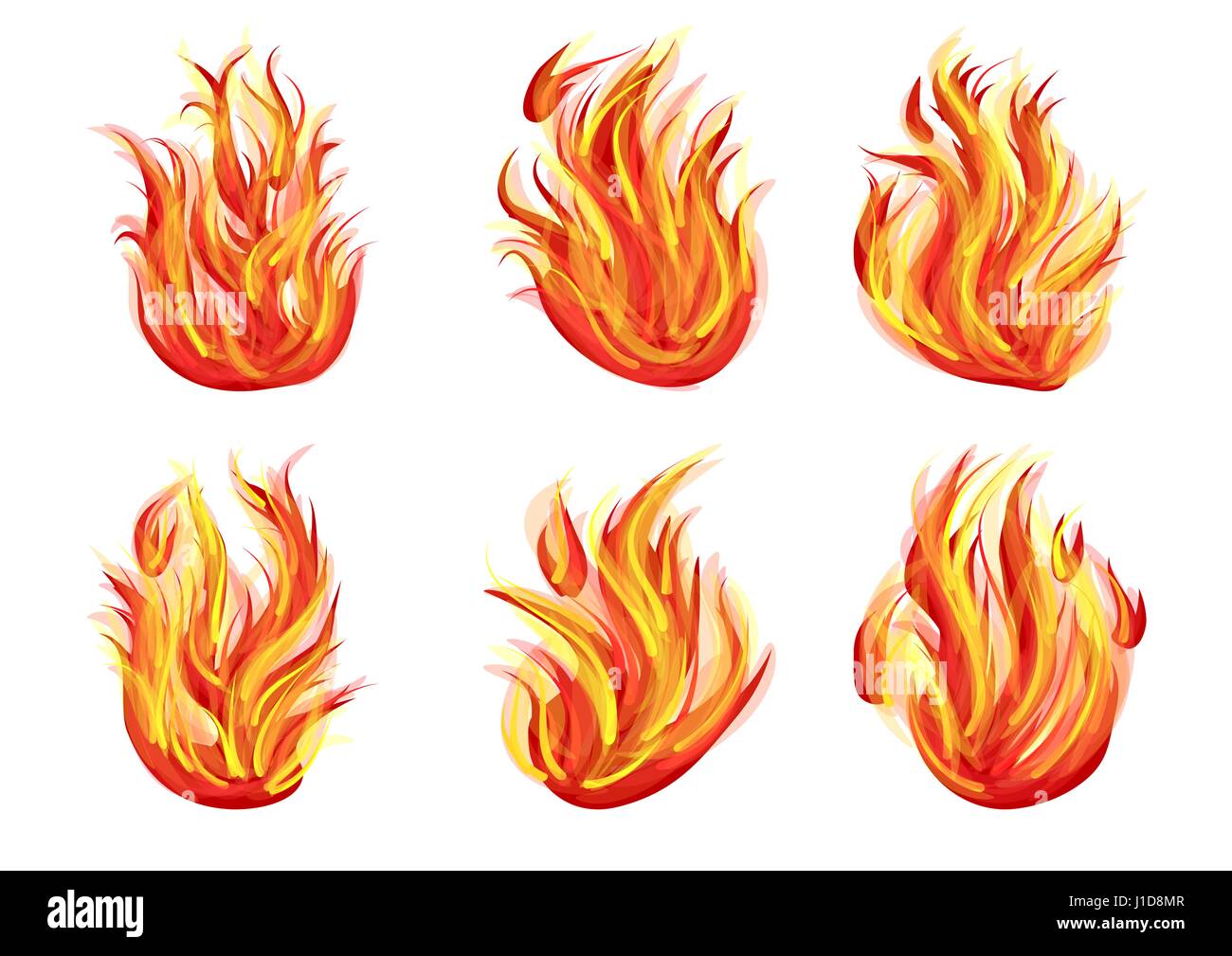 set of flames isolated on white background Stock Vector Image & Art - Alamy