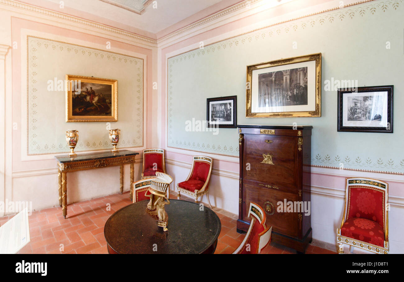 Elba, Italy - June 9, 2016: Palazzina dei Mulini Interior view. Known ...