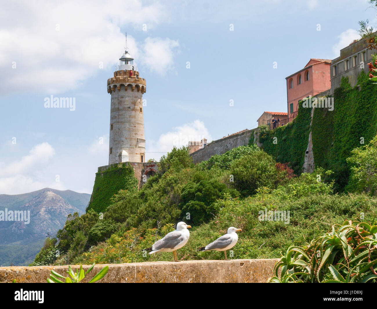 Elba, Italy - June 9, 2016: Lighthouse Portoferraio. The lighthouse was ...