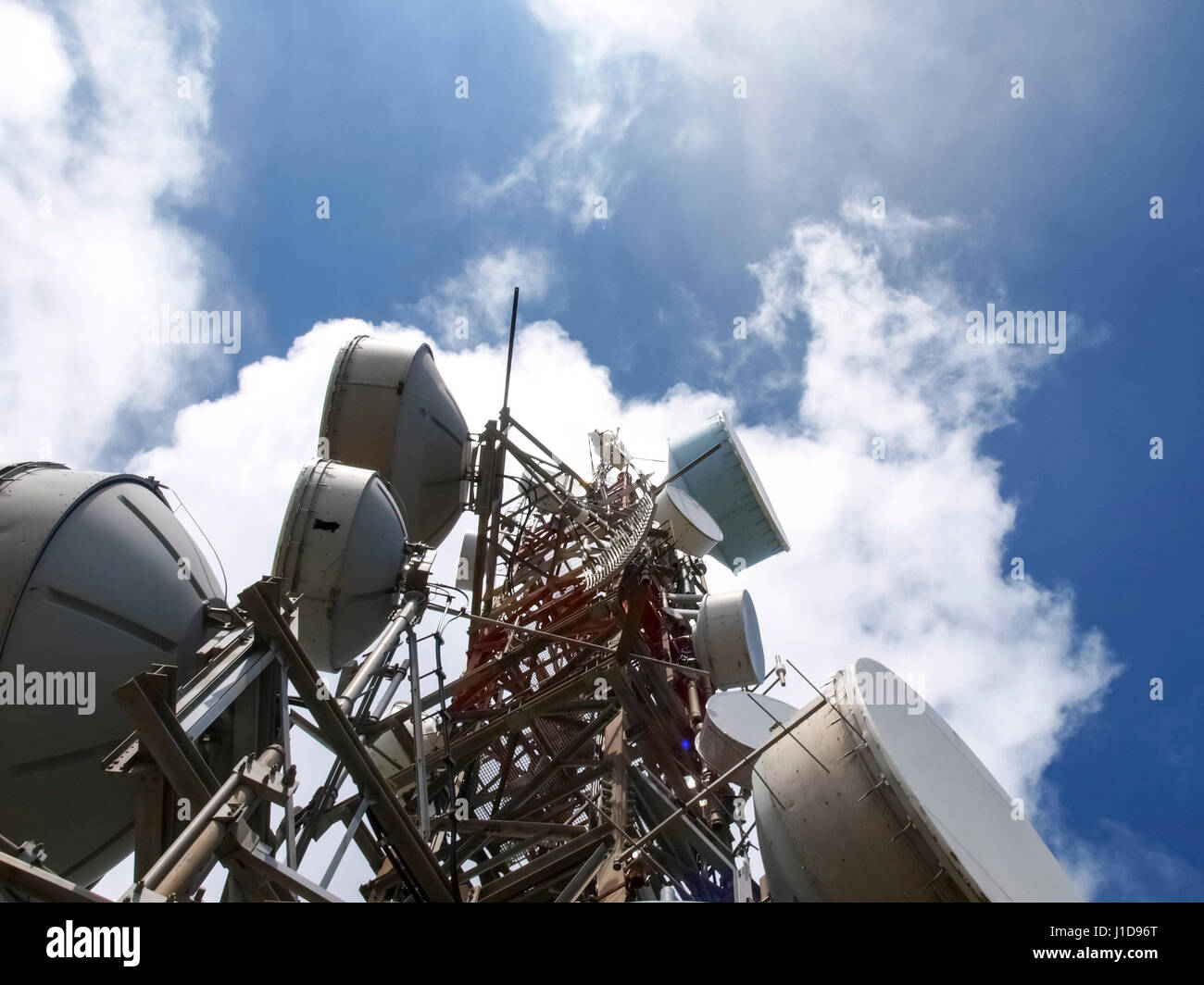 Elba, Italy - June 10, 2016: Data transmission tower on Monte Capanne ...