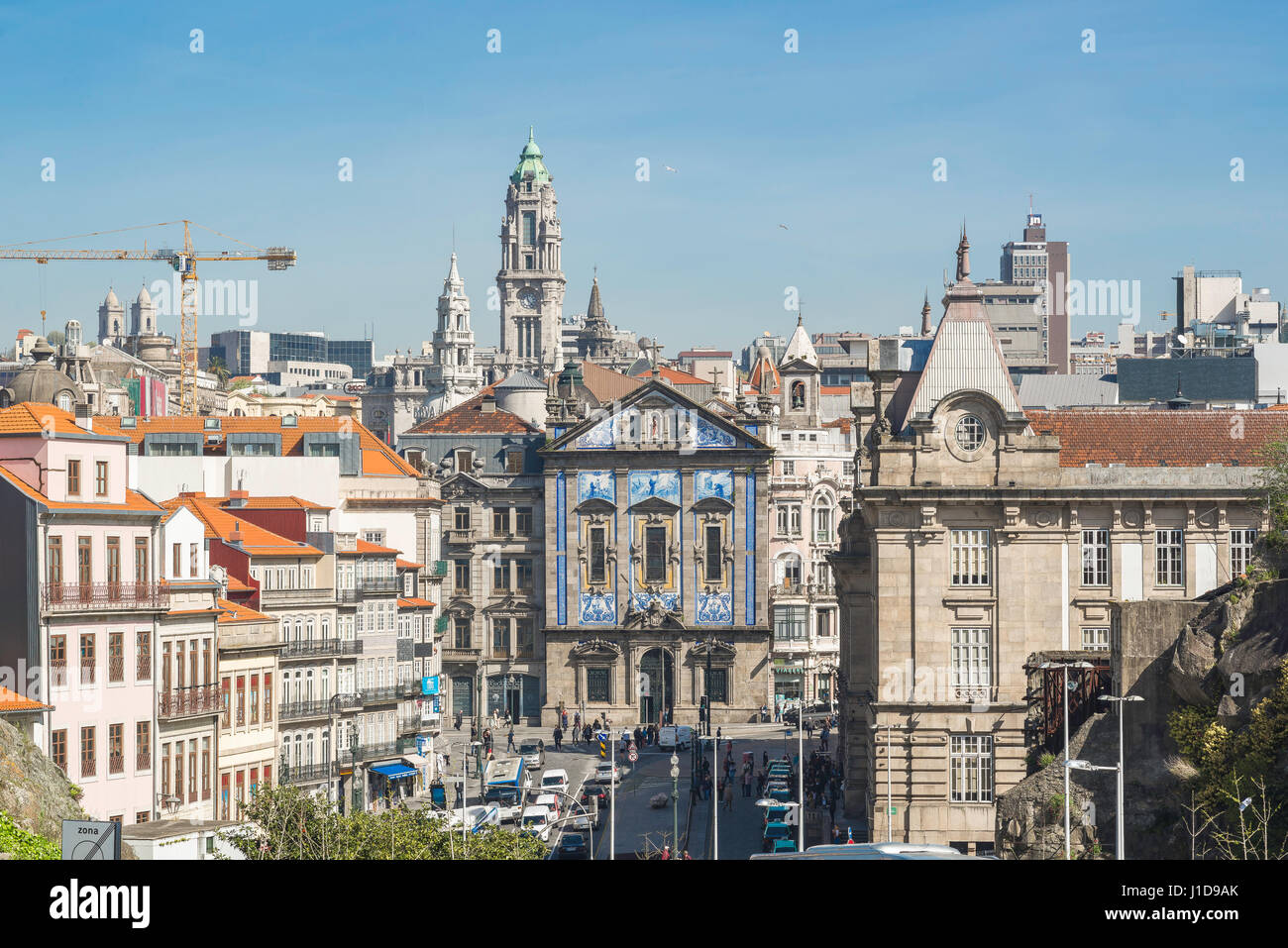 Porto Portugal city center, view of the historic centre of Porto with ...