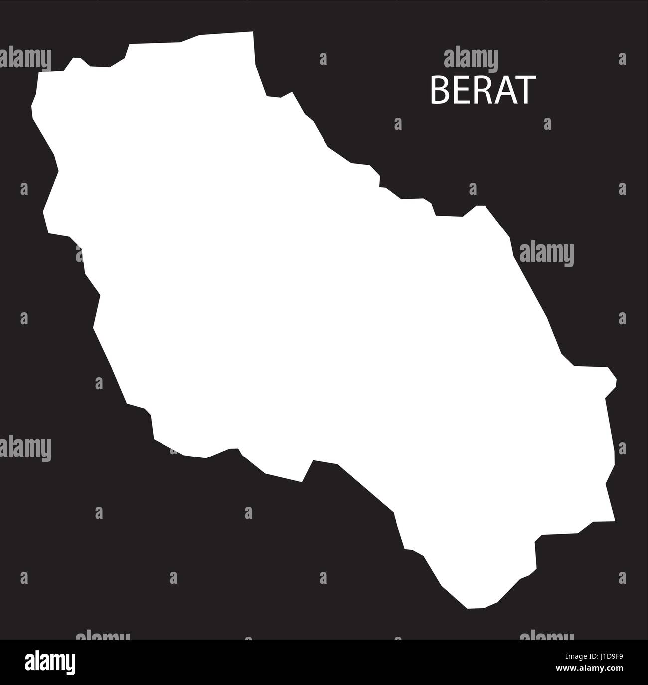 Berat Albania map black inverted silhouette illustration Stock Vector ...
