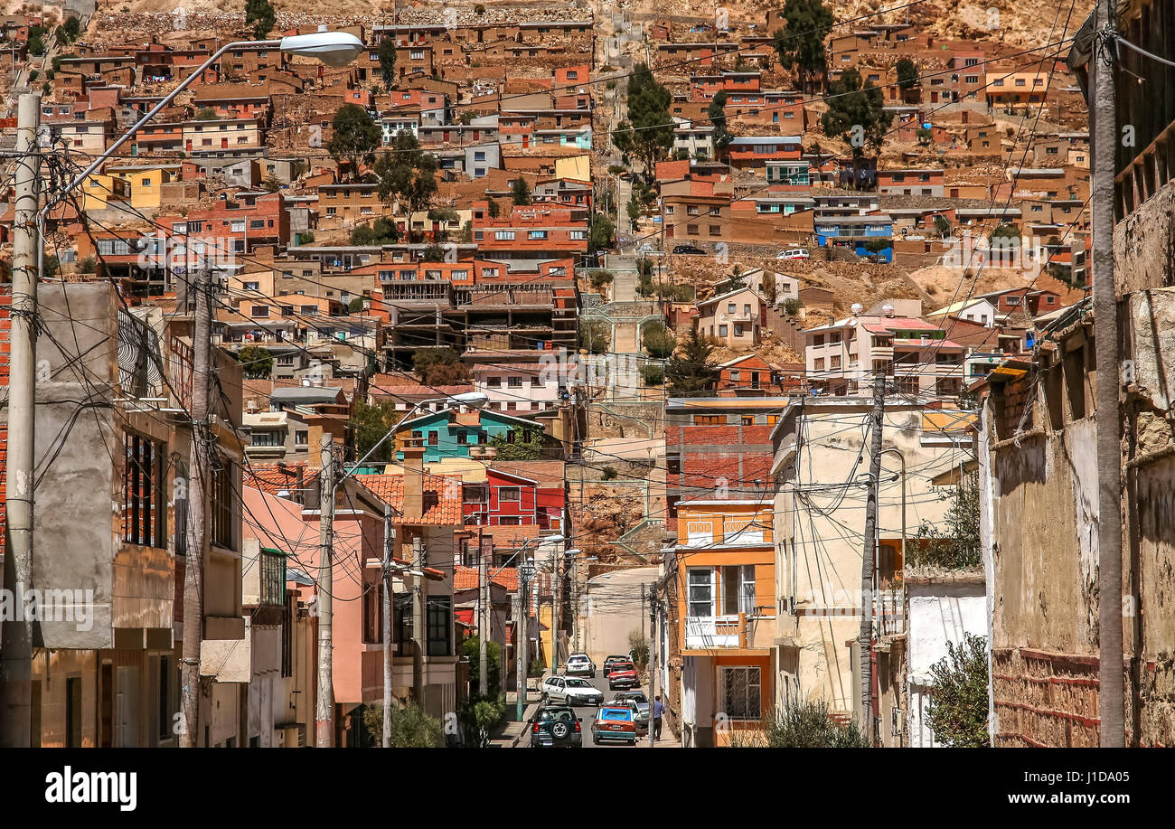 View of the hillside houses in Oruro city in Bolivia Stock Photo - Alamy