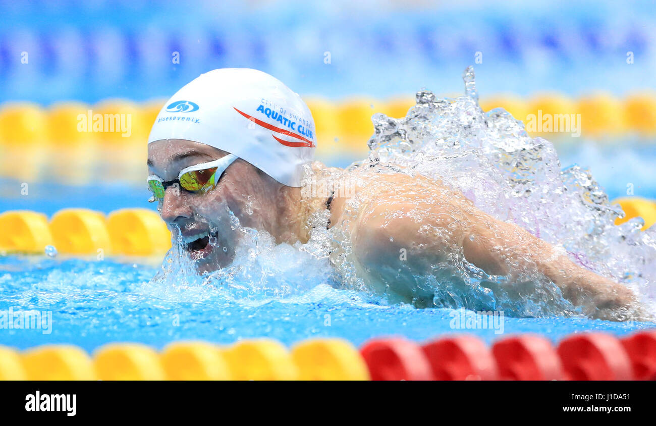 Alys Thomas competes in the Women's 200m Open 200m Butterfly heats ...
