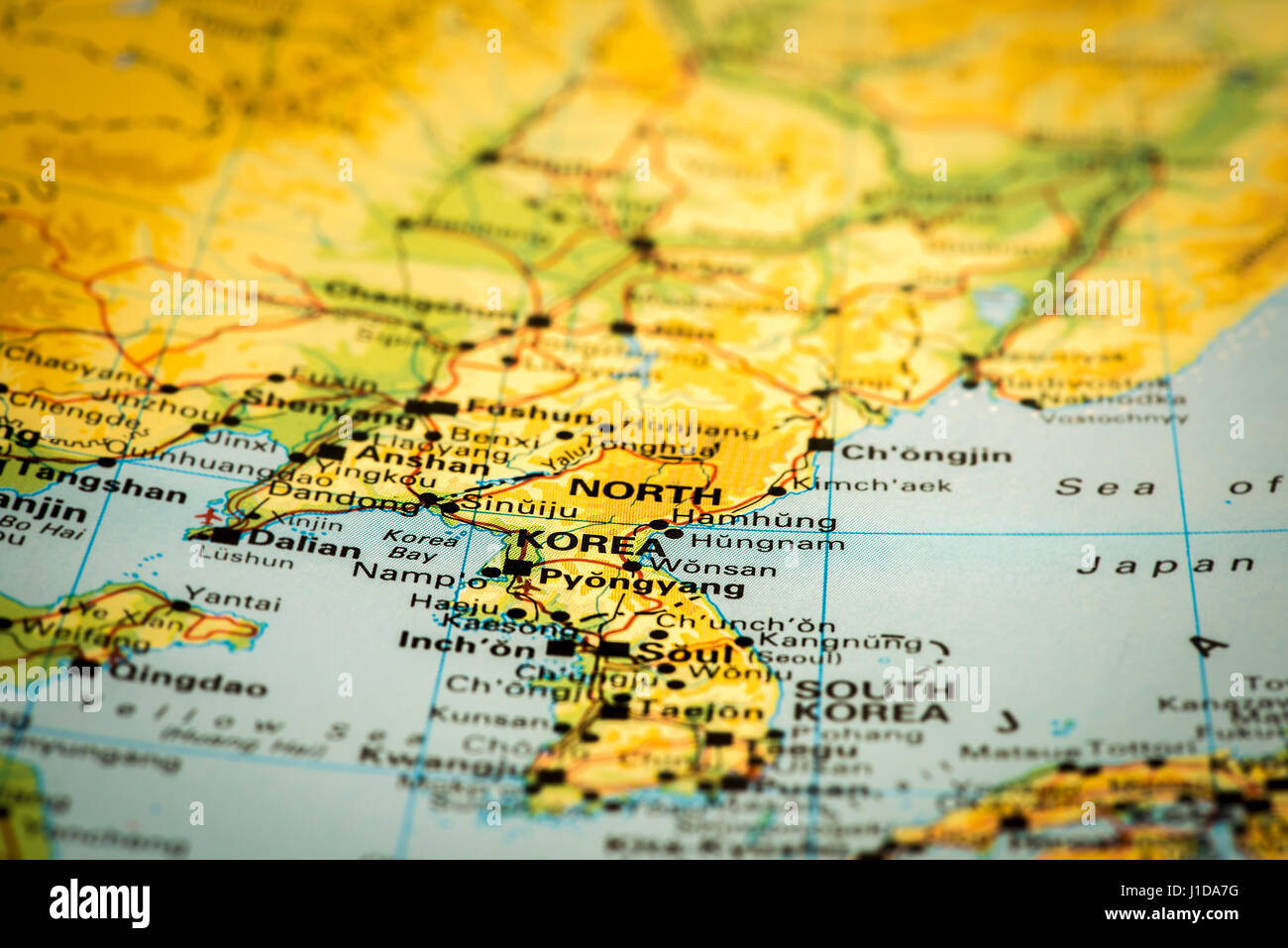 North and South Korea in atlas Stock Photo - Alamy