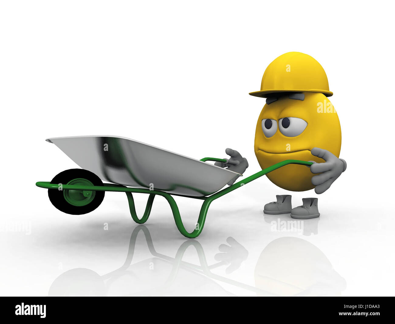 smiley worker with a wheelbarrow Stock Photo - Alamy