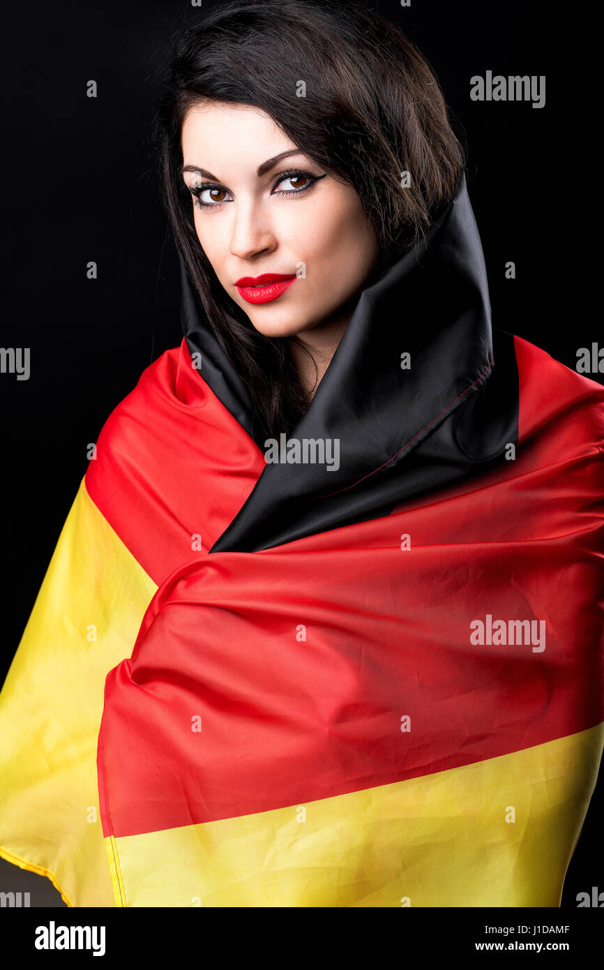 Grieving germanium, a young German woman covers her face hand Stock ...