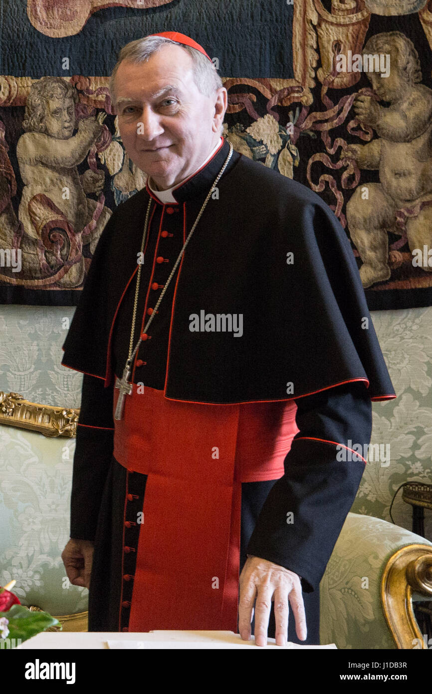 Cardinal Pietro Parolin as Pope Francis meets President of Rwanda Paul ...