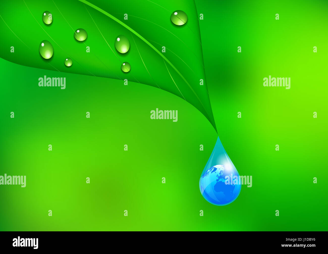 Stylized Water Drop with Earth Globe; Environmental Background Stock ...