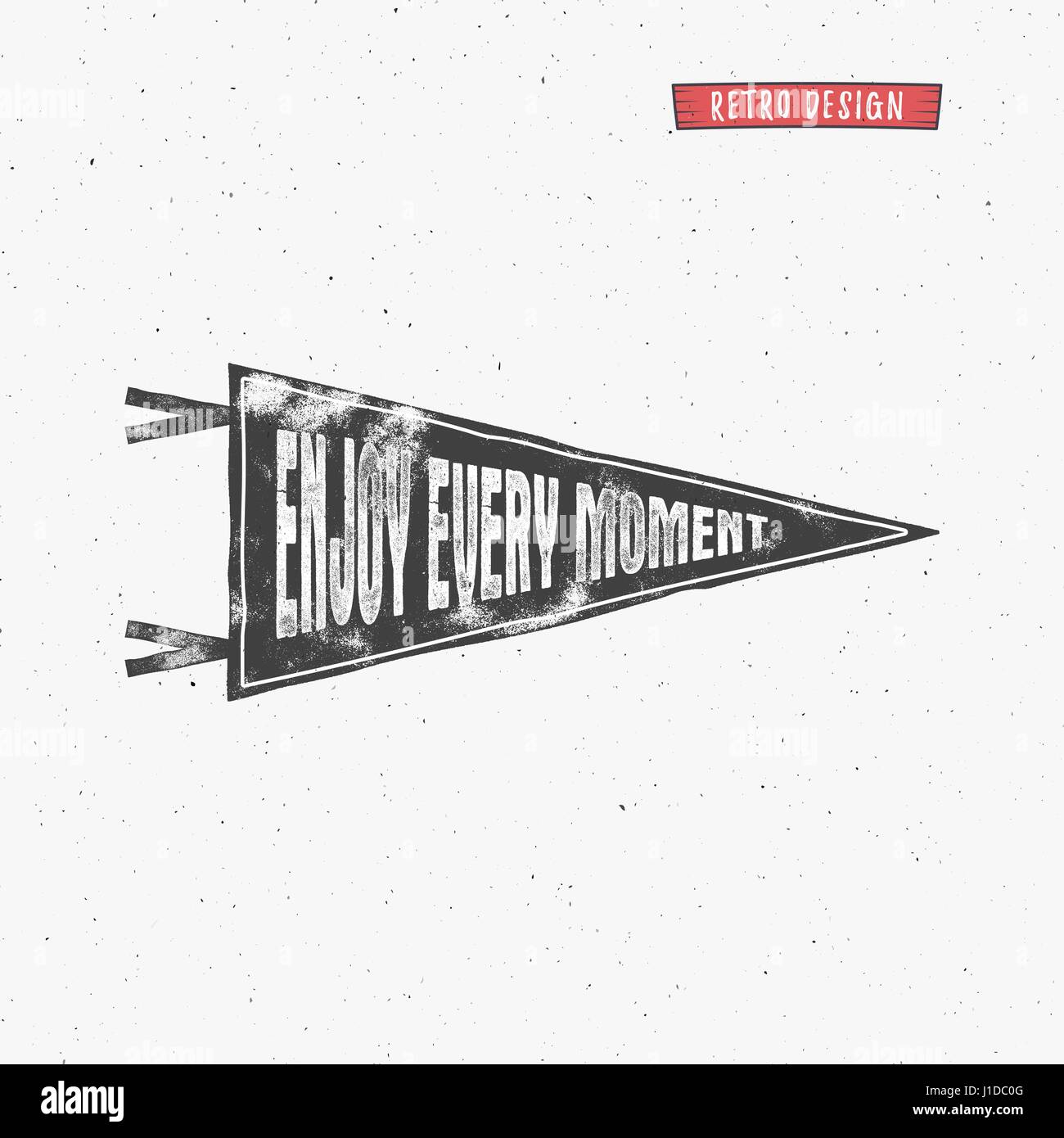 Vintage Pennant. Enjoy moment Motivation shield flagpole concept design ...