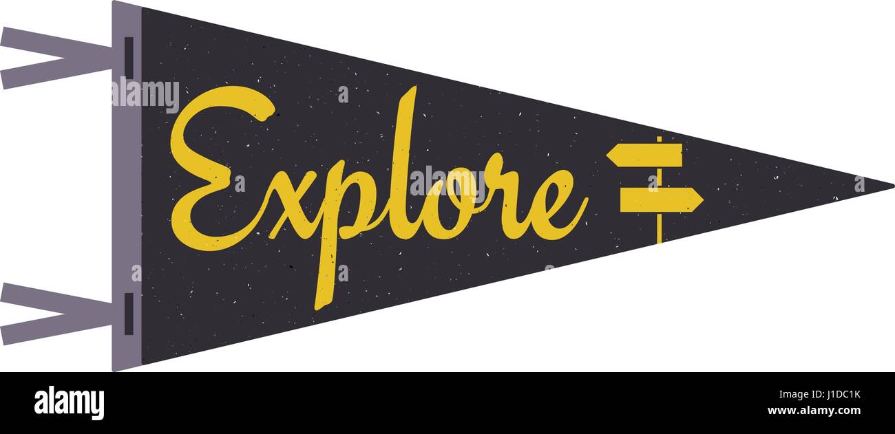 Explore concept pennant. Travel flag design. Camp pennant template ...