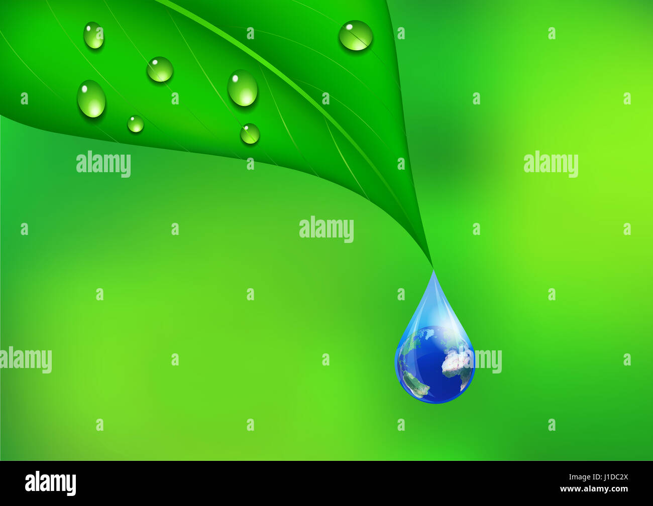 Water Drop with Earth Globe; Environmental Background - Elements of ...