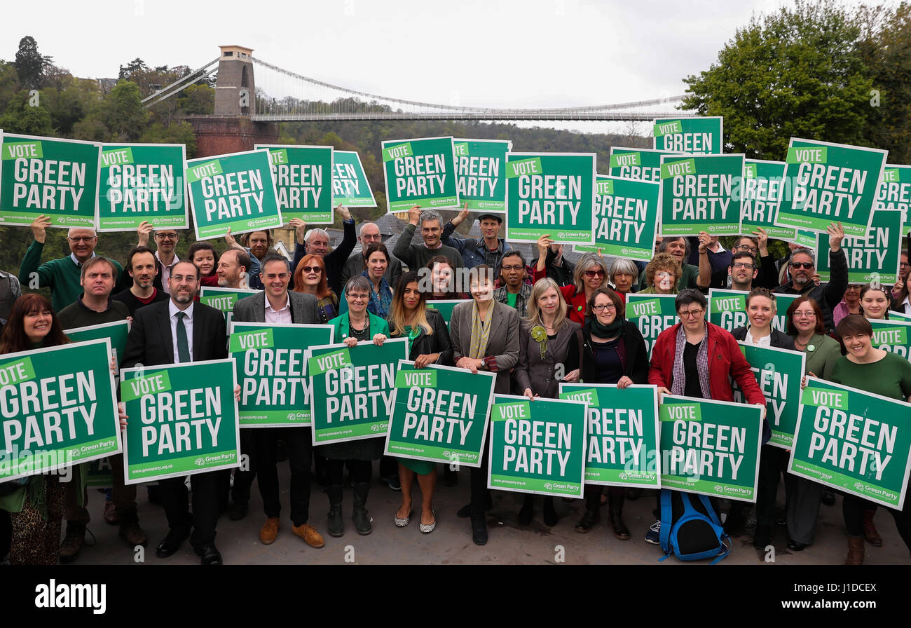 Green party joint party leaders Caroline Lucas (front fourth right) and ...