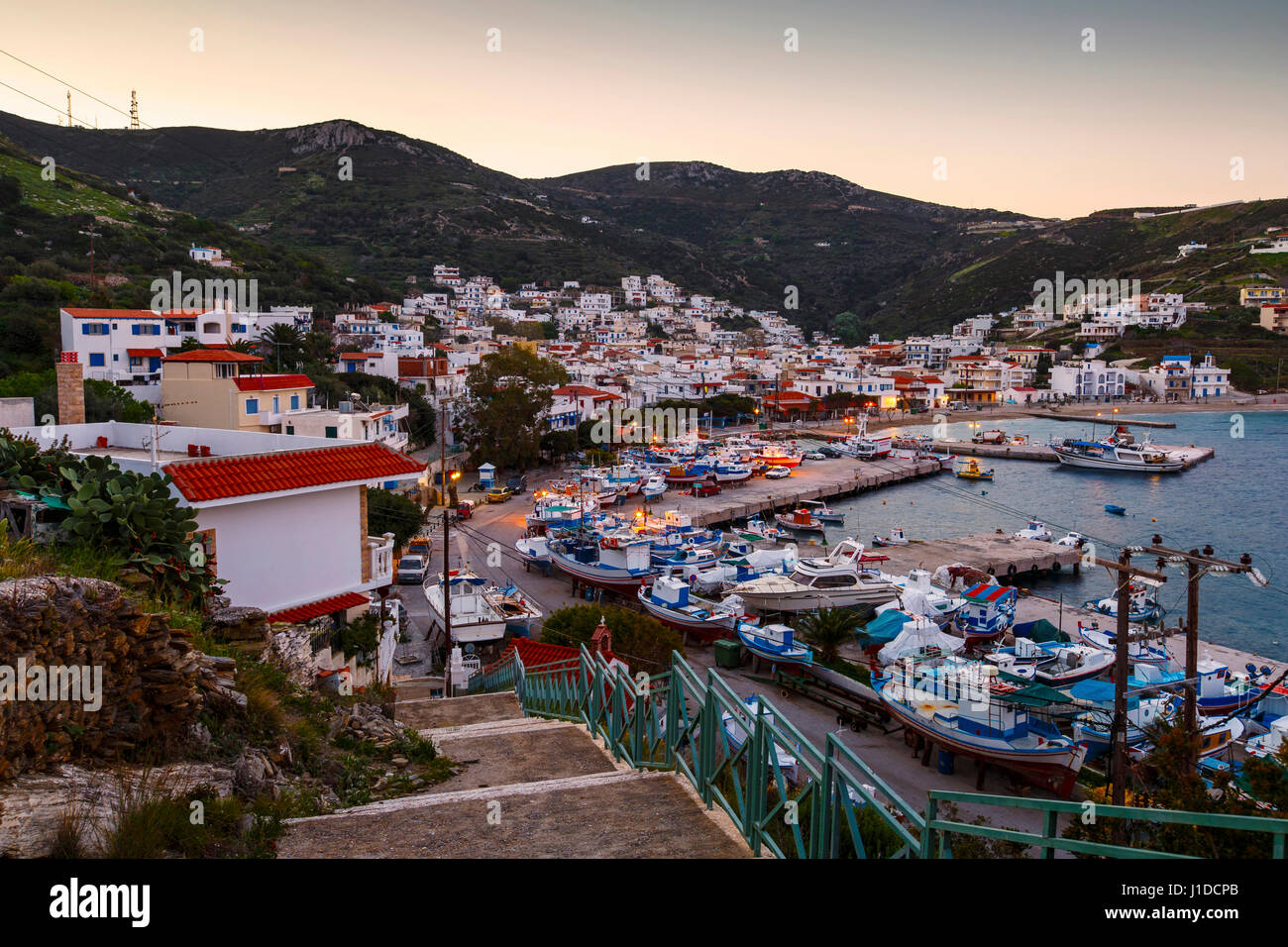 Harbour of the main village on Fourni island, Greece Stock Photo - Alamy