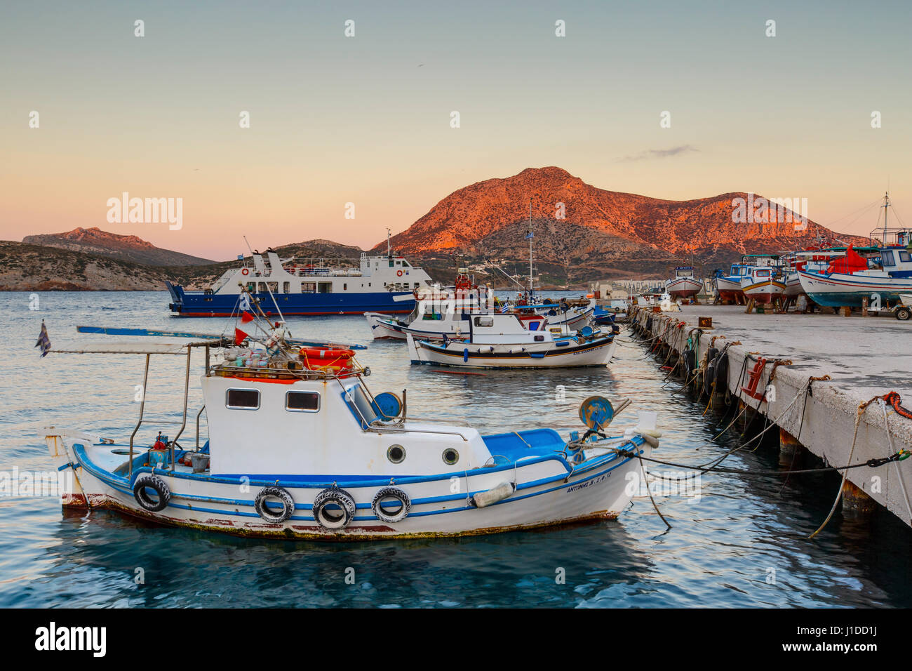 Harbour of the main village on Fourni island, Greece Stock Photo - Alamy