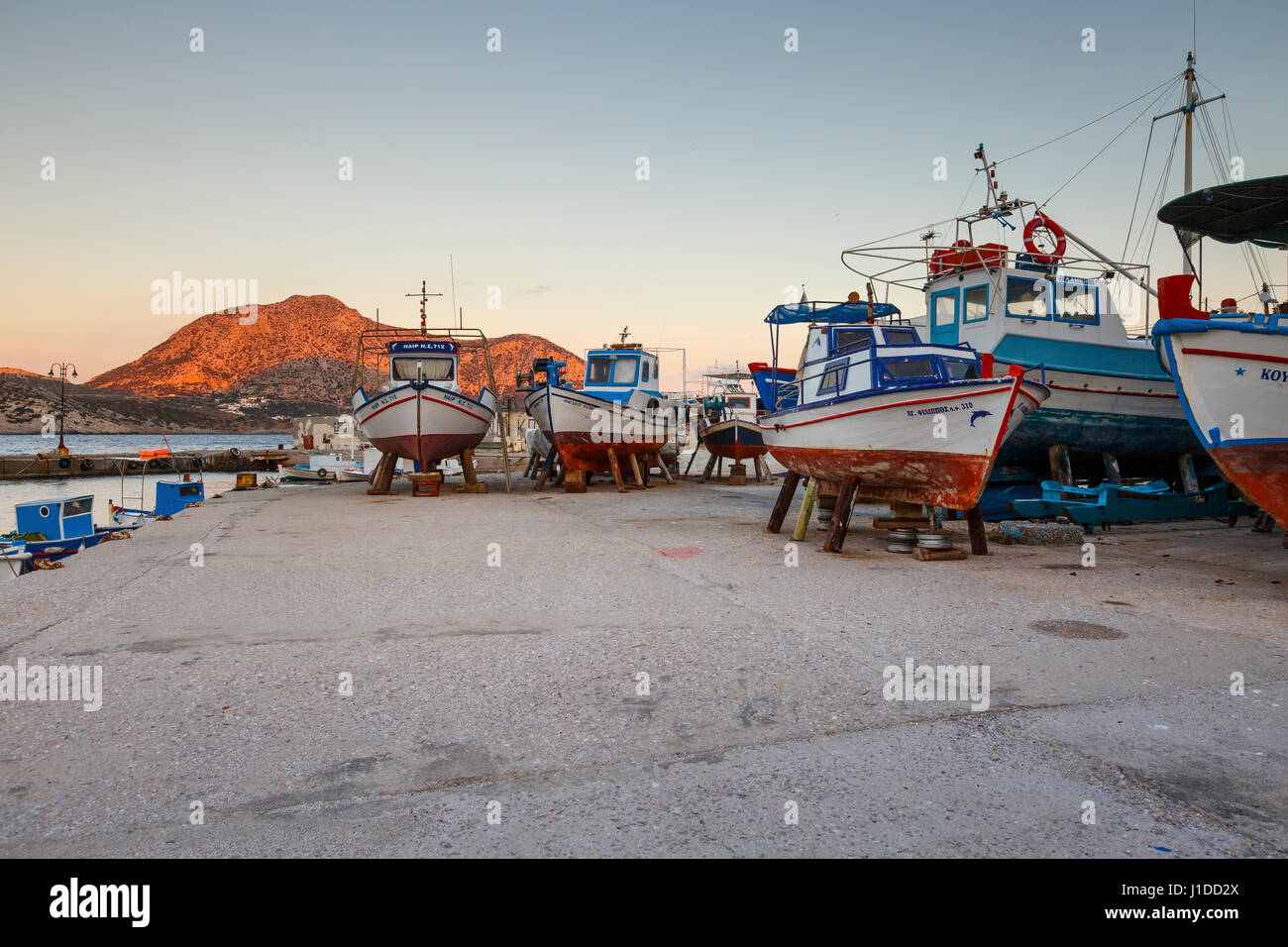 Harbour of the main village on Fourni island, Greece Stock Photo - Alamy