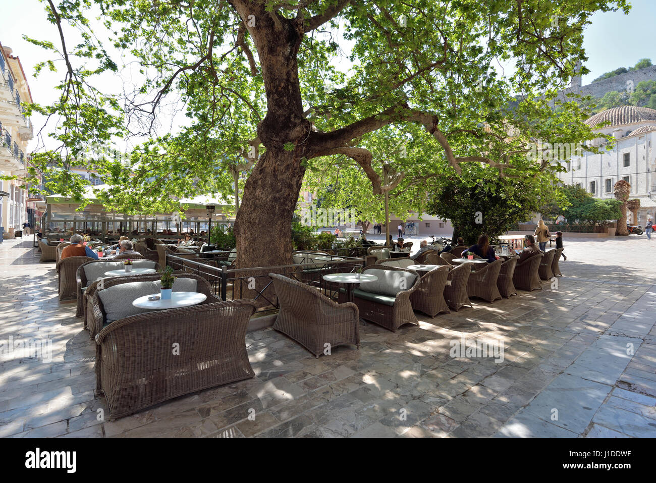 Cafeteria in Syntagma square, Nafplio town, Peloponnese, Greece Stock ...