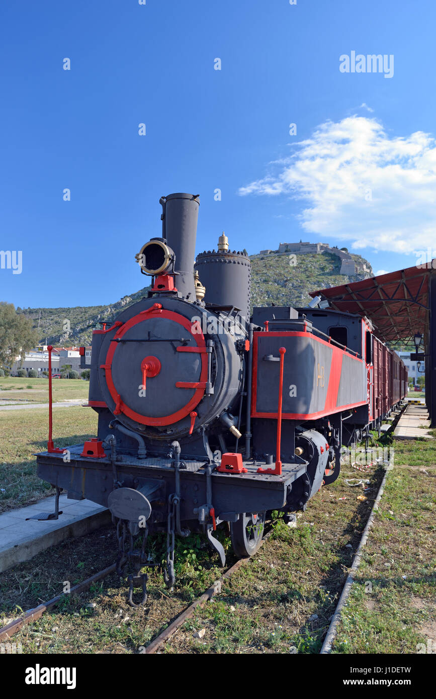 Old steam train in Nafplio town, Peloponnese, Greece Stock Photo - Alamy