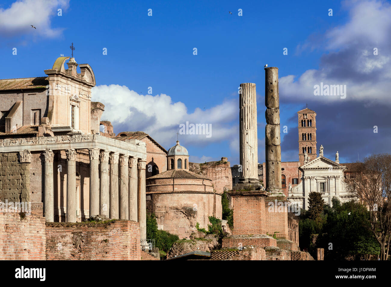 Roman Forum columns, temples, and churches along 'Sacred Road', in the ...