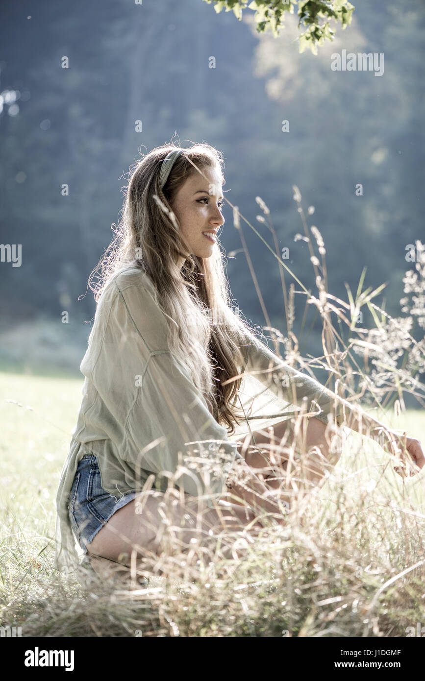 Young girl in autumn forest, Vienna, Austria (model-released Stock ...