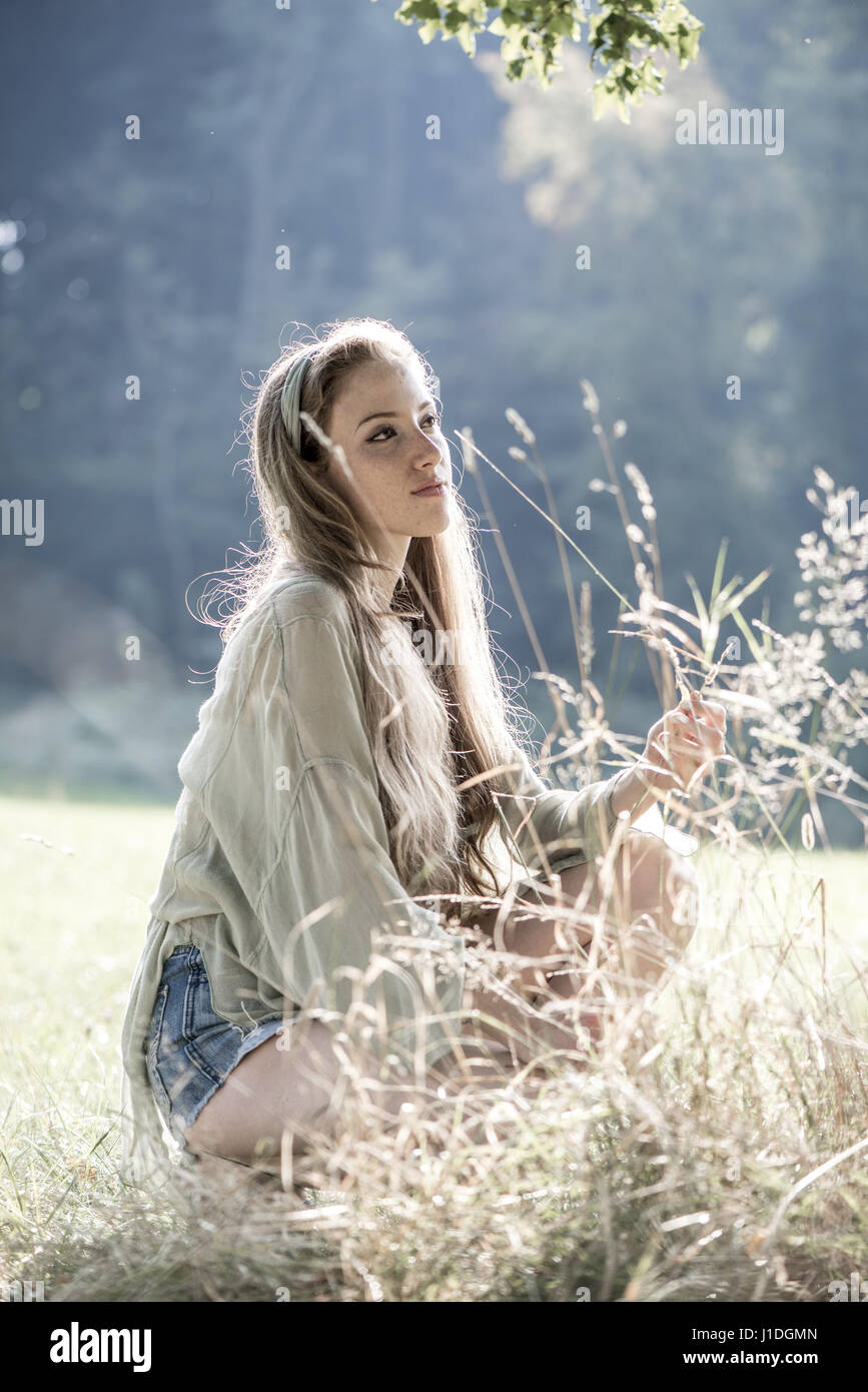 Young girl in autumn forest, Vienna, Austria (model-released Stock ...