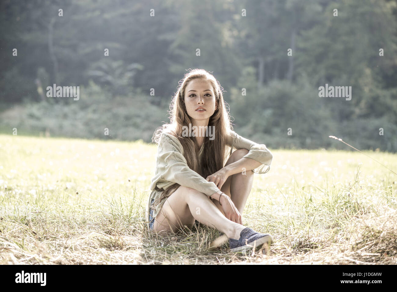 Young girl in autumn forest, Vienna, Austria (model-released Stock ...