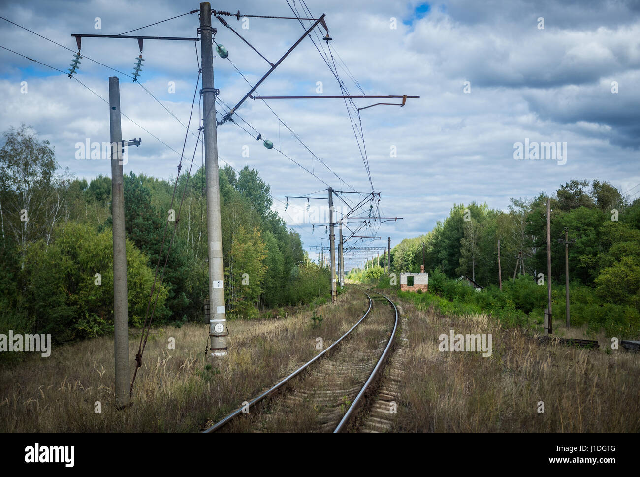 Railway tracks near Mashevo abandoned village of Chernobyl Nuclear ...