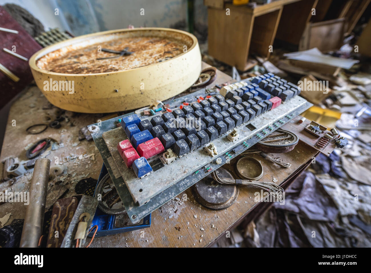 Office room of abandoned Jupiter Factory in Pripyat ghost town of ...