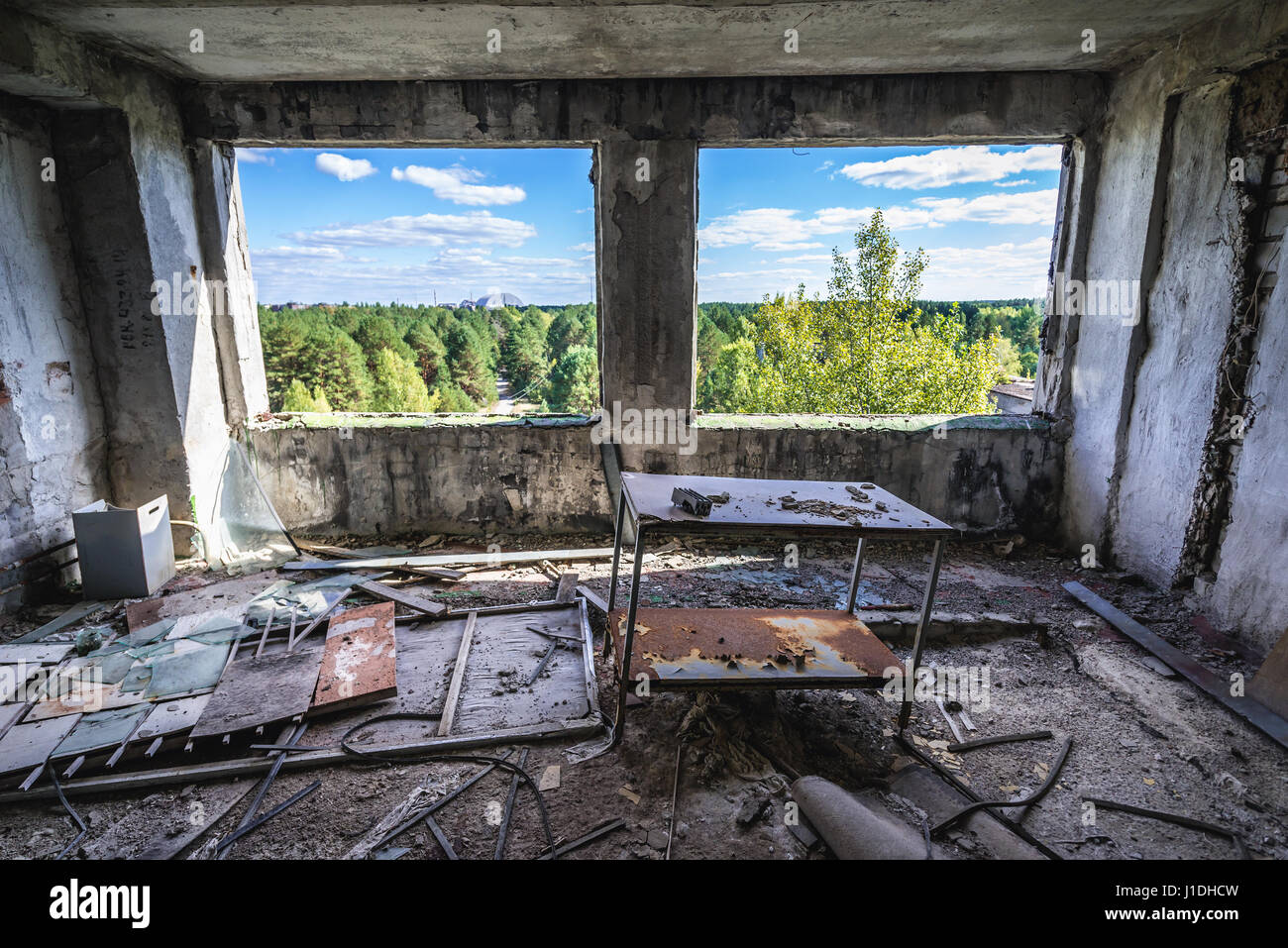 Office room of abandoned Jupiter Factory in Pripyat ghost town of ...