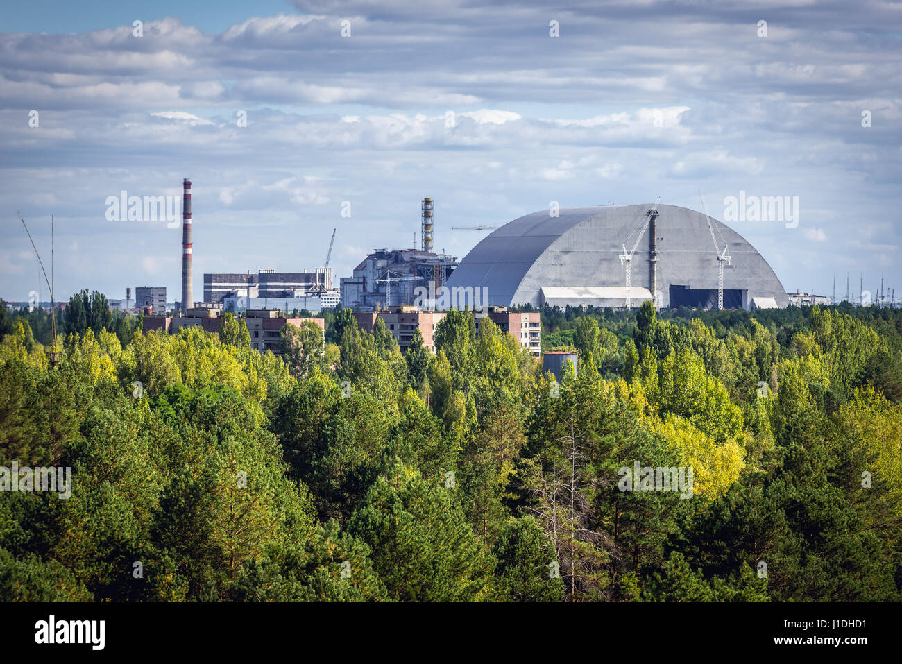 Chernobyl New Safe Confinement seen from Jupiter factory in Chernobyl ...