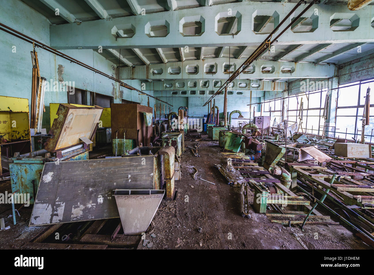 Inside the lacquering hall of abandoned Jupiter Factory in Pripyat ...