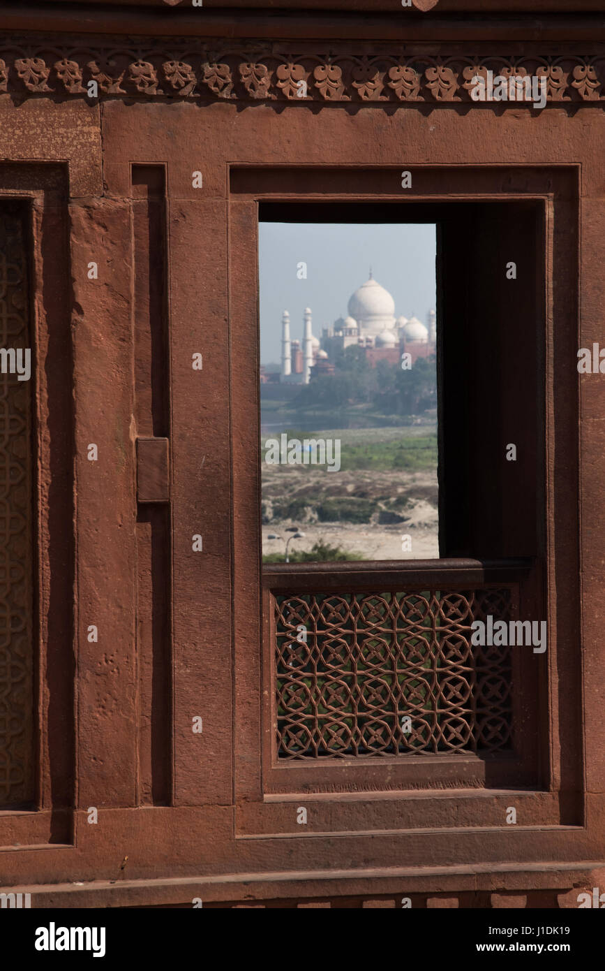 View of the taj mahal from the agra fort hi-res stock photography and ...