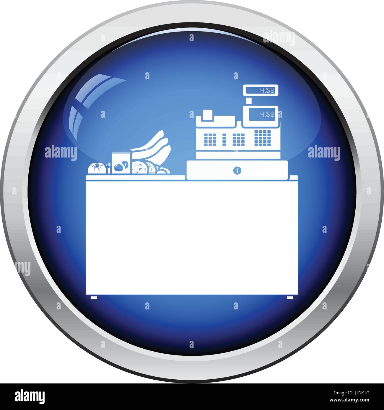 Supermarket store counter desk icon. Glossy button design. Vector ...