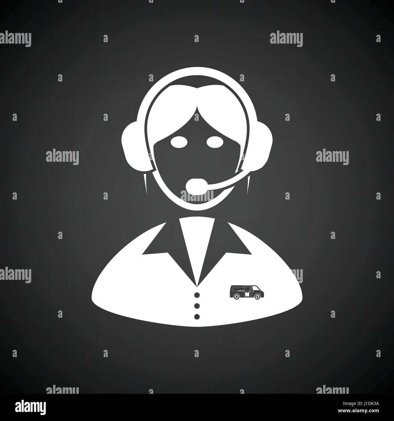 Logistic dispatcher consultant icon. Black background with white ...
