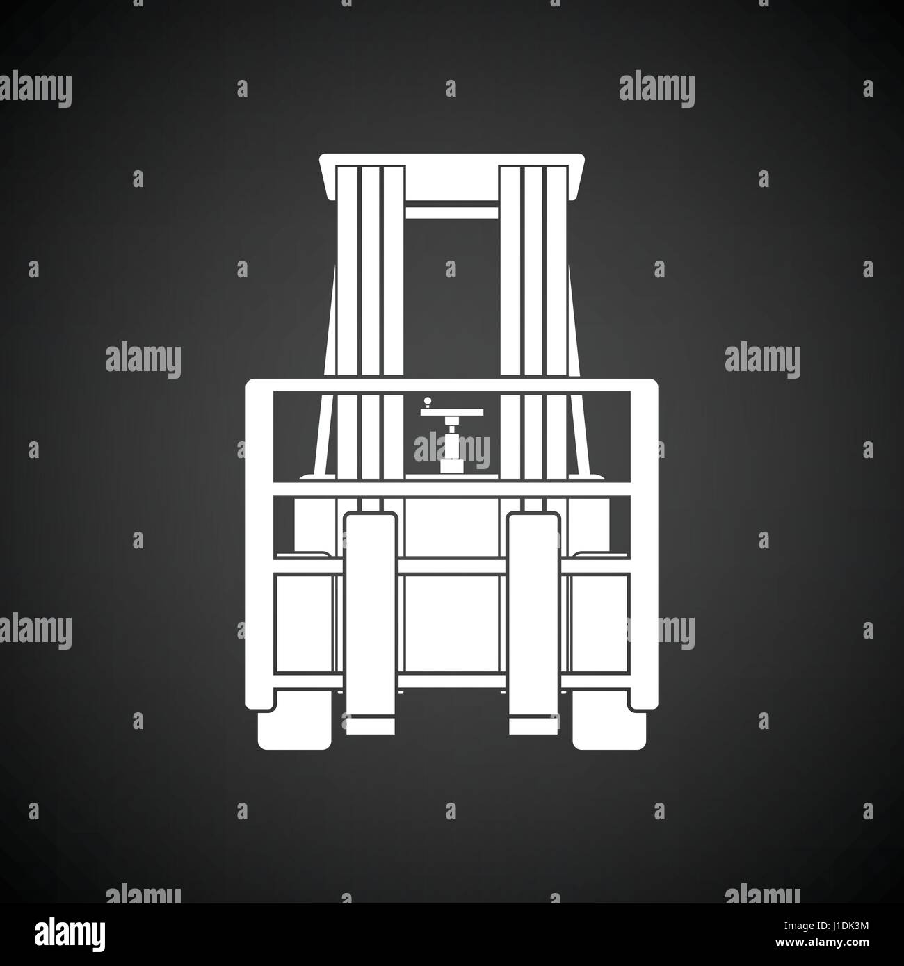 Warehouse forklift icon. Black background with white. Vector ...