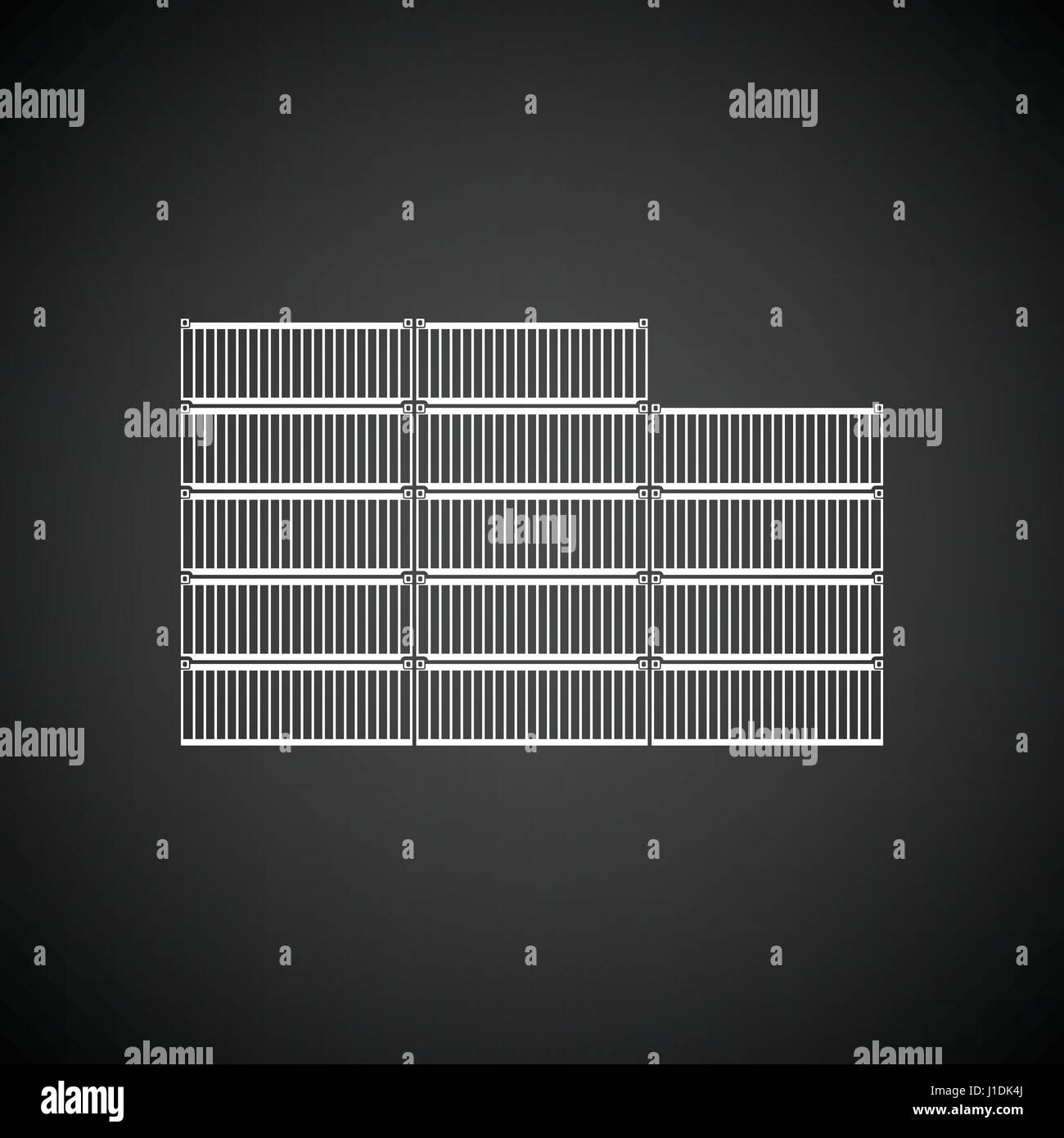 Container stack icon. Black background with white. Vector illustration ...
