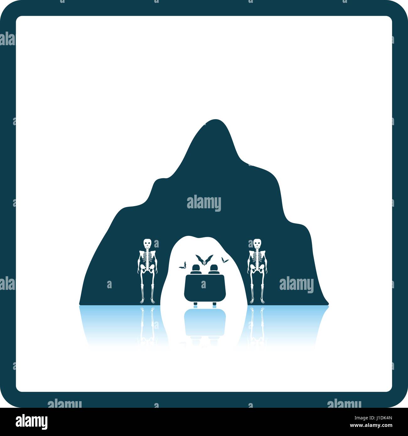 Scare cave in amusement park icon. Shadow reflection design. Vector ...
