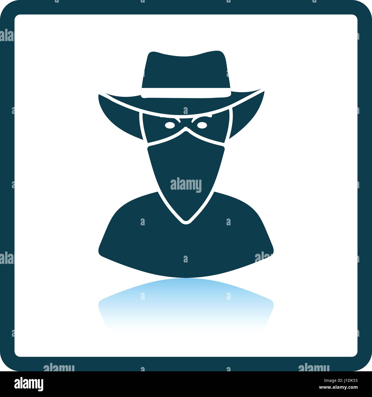 Cowboy with a scarf on face icon. Shadow reflection design. Vector ...