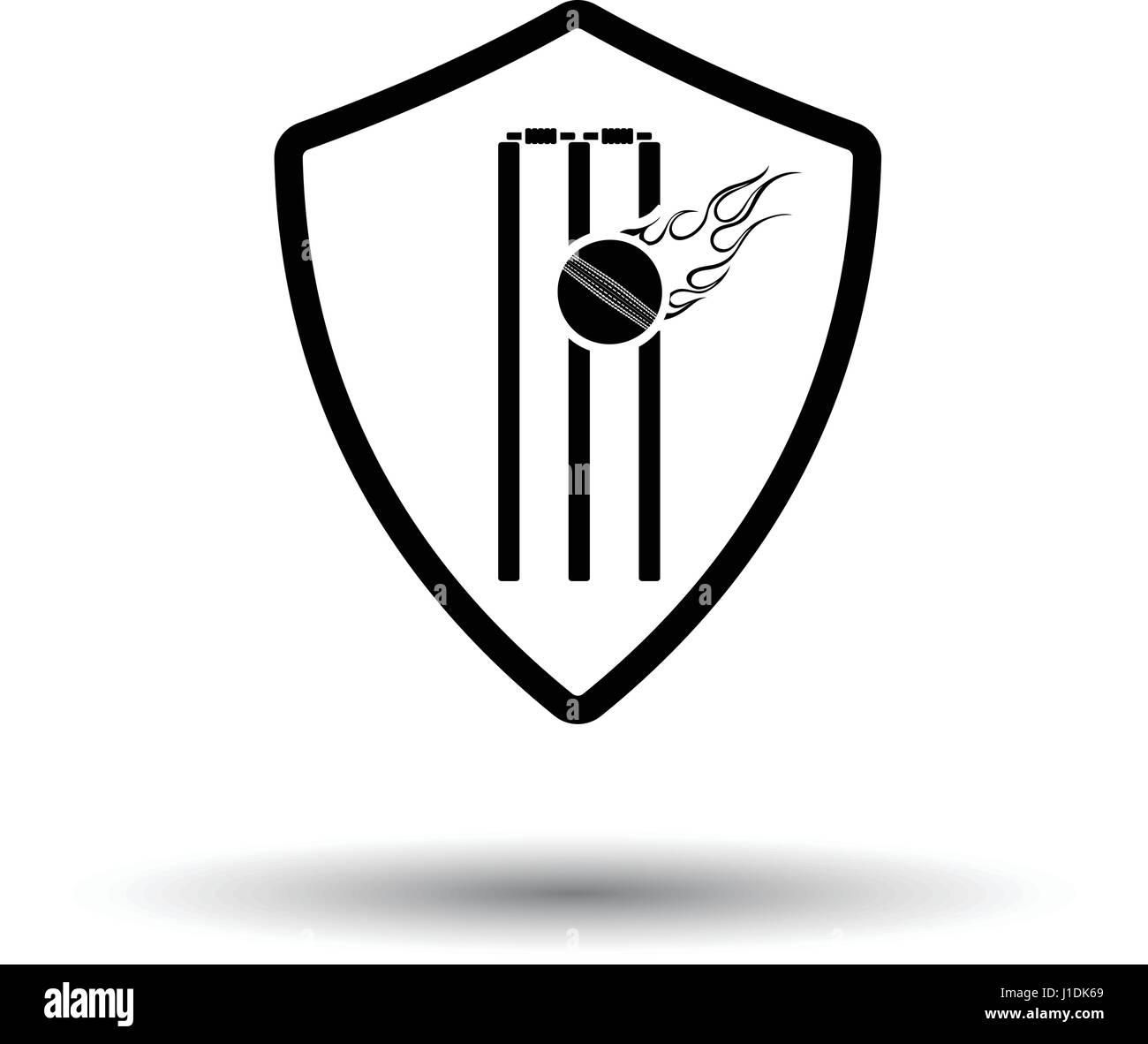 Cricket shield emblem icon. White background with shadow design. Vector ...
