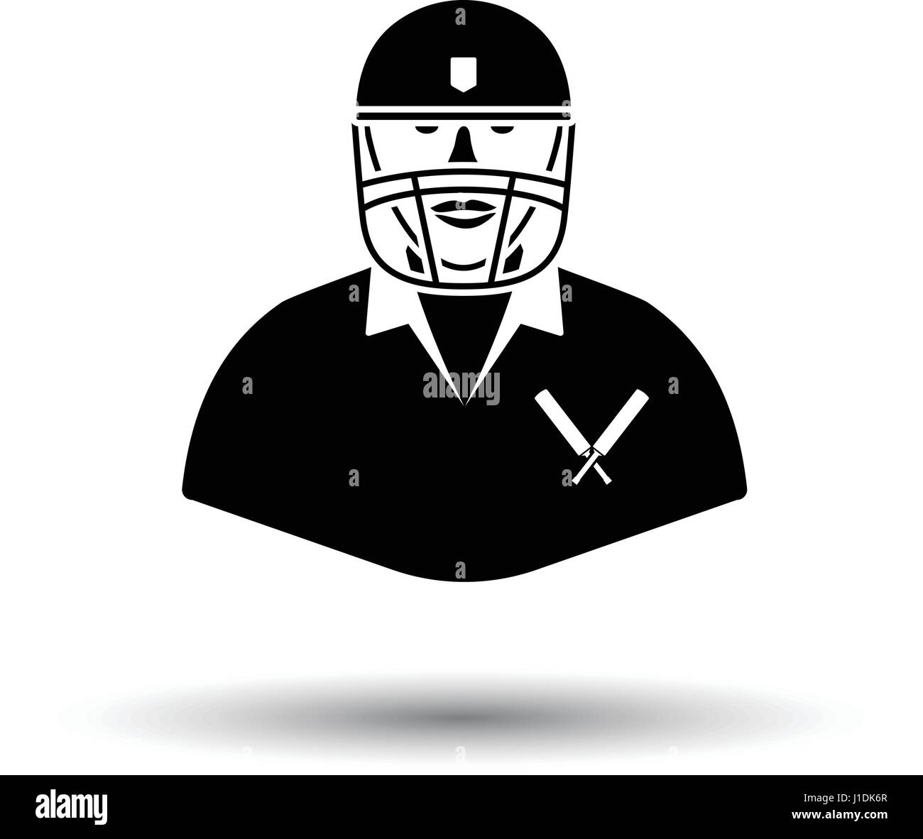 Cricket player icon. White background with shadow design. Vector ...