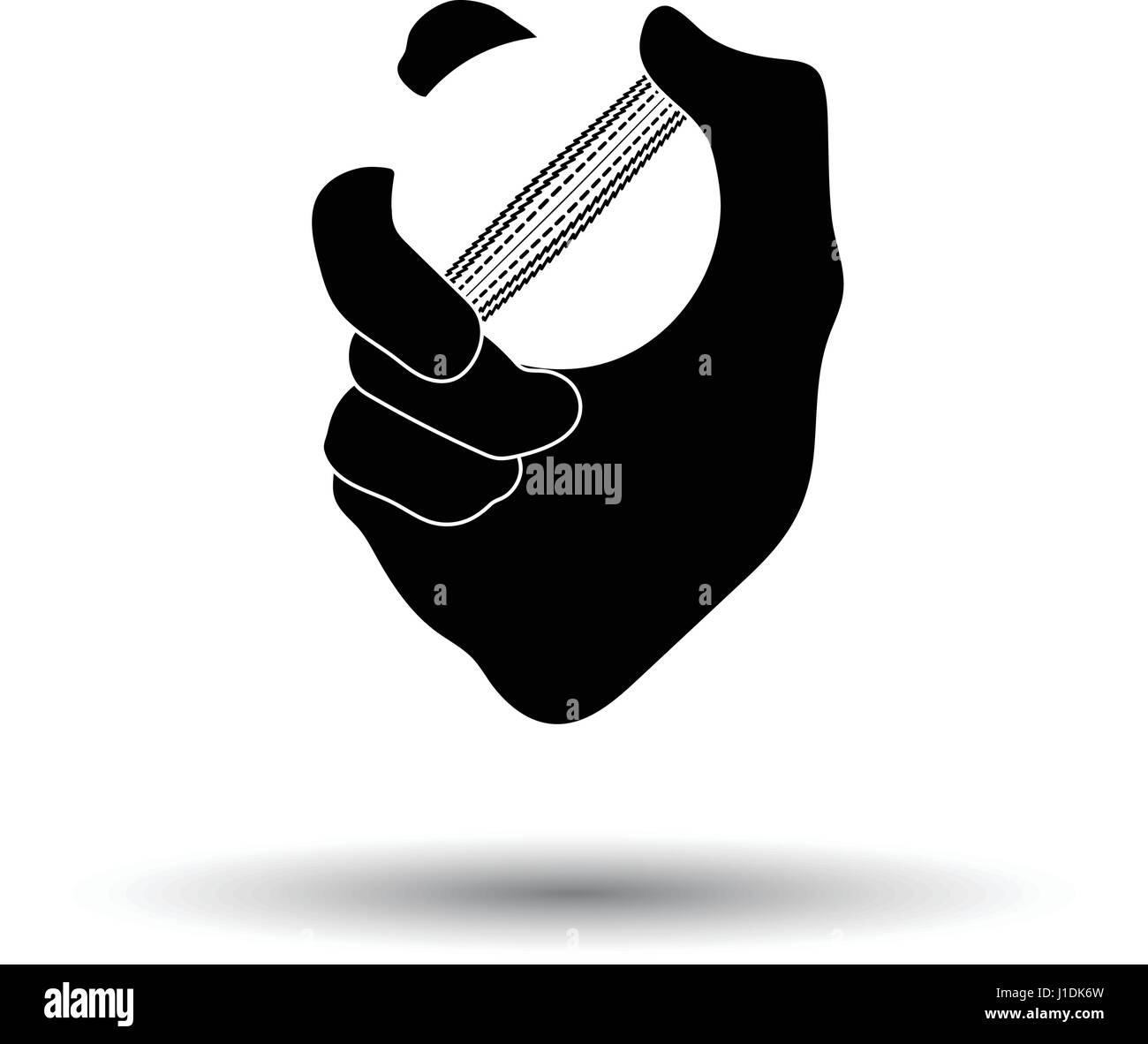 Hand holding cricket ball icon. White background with shadow design ...