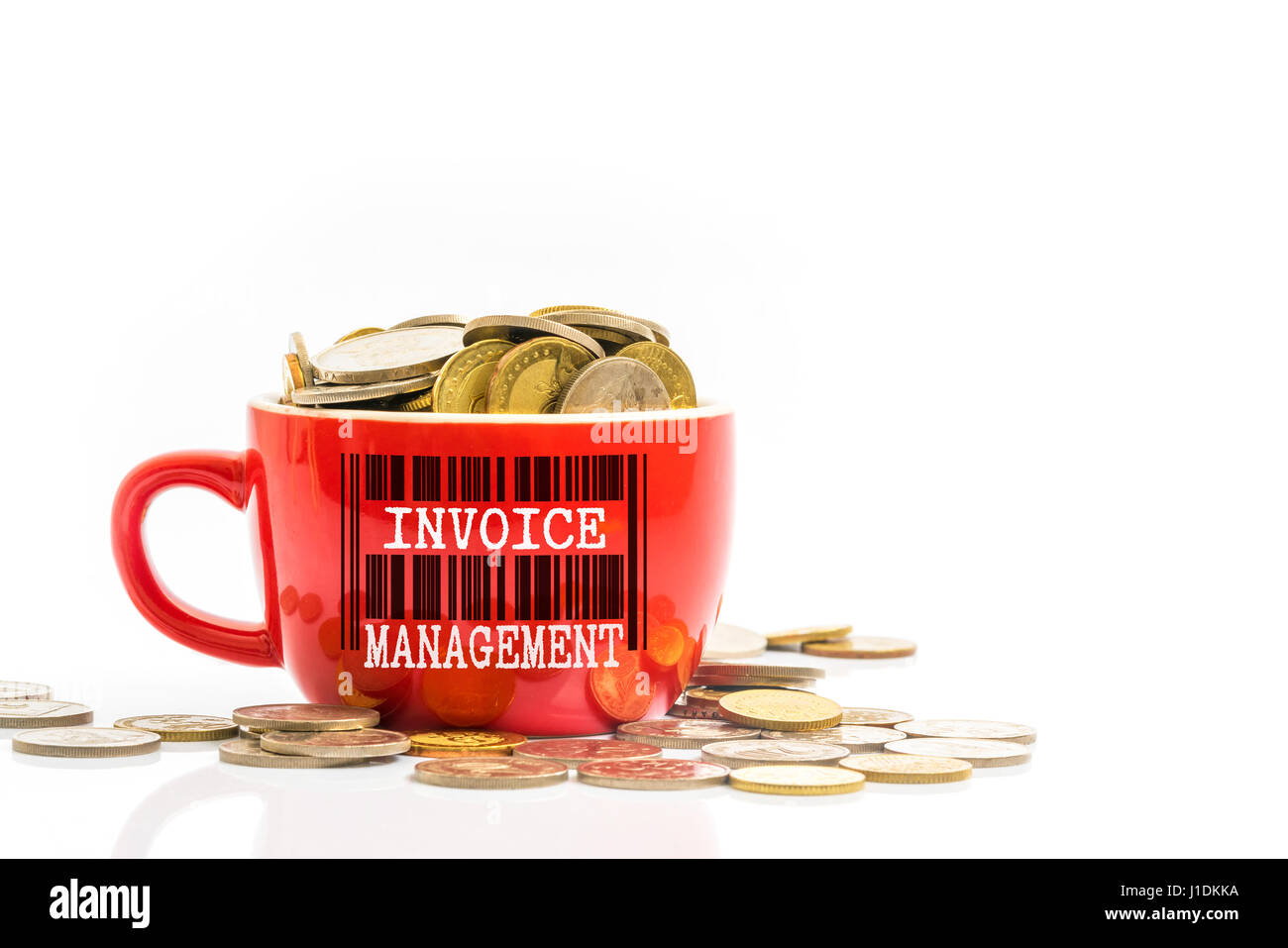 Red cup and black barcode with service tax concept Stock Photo - Alamy