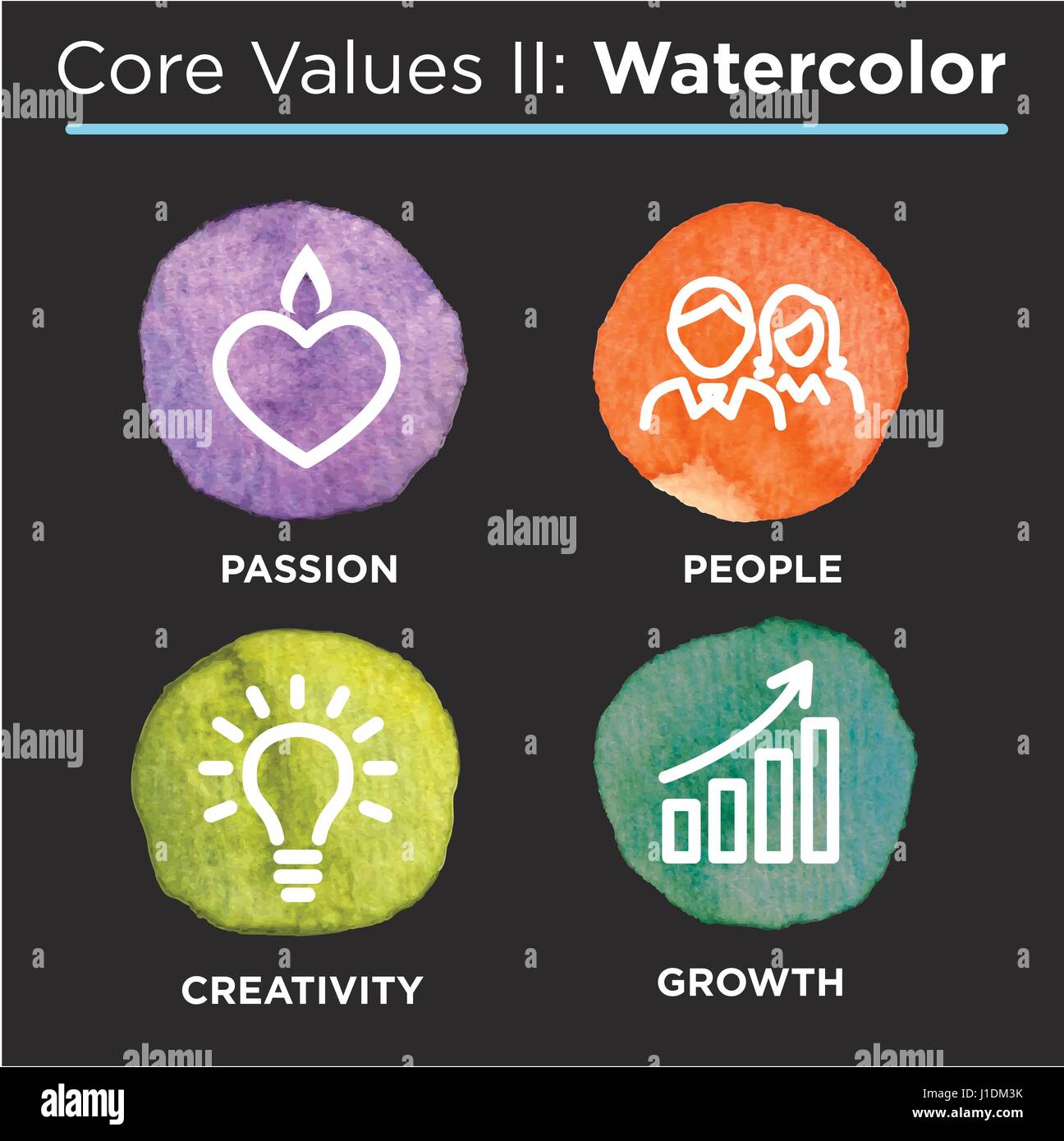 Company Core Values Outline Icons for Websites or Infographics Stock ...