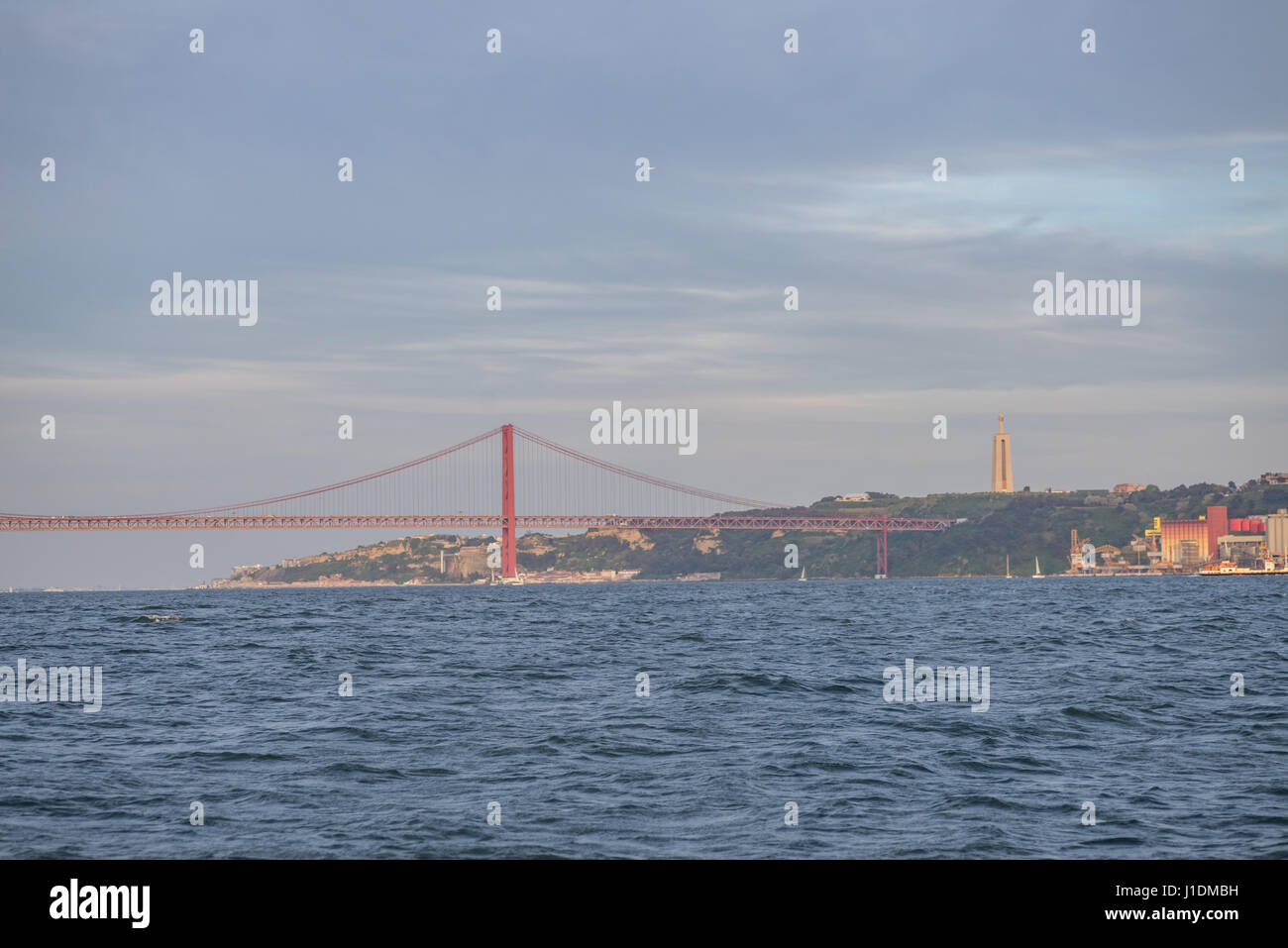 Lisbon from Tejo river , bridge Stock Photo - Alamy