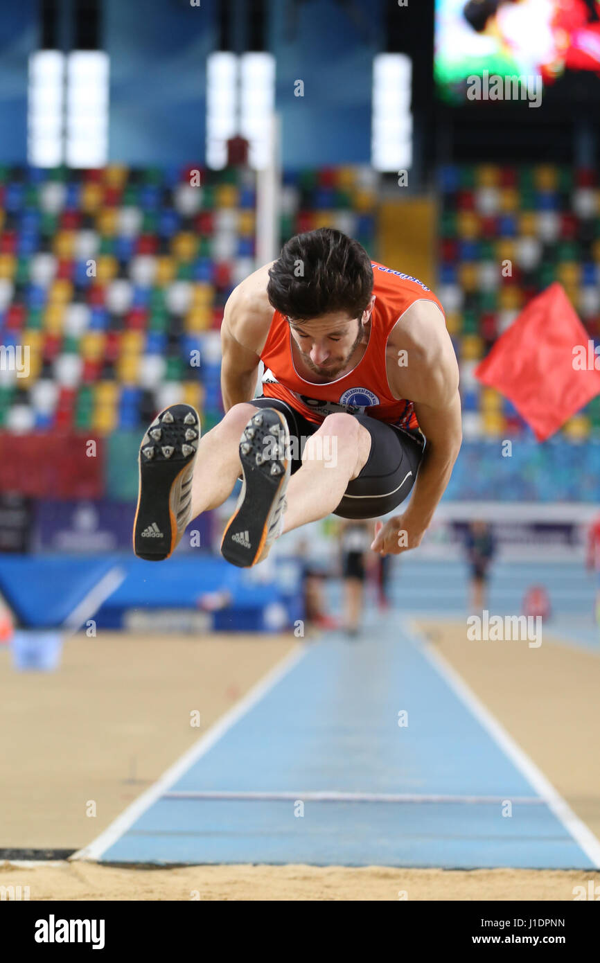 ISTANBUL, TURKEY - FEBRUARY 04, 2017: Athlete Ramazan Senkal long ...