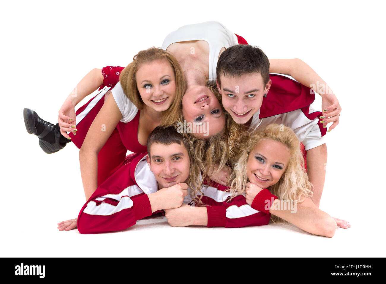 Disco dancer team dancing, isolated on white in full length Stock Photo ...