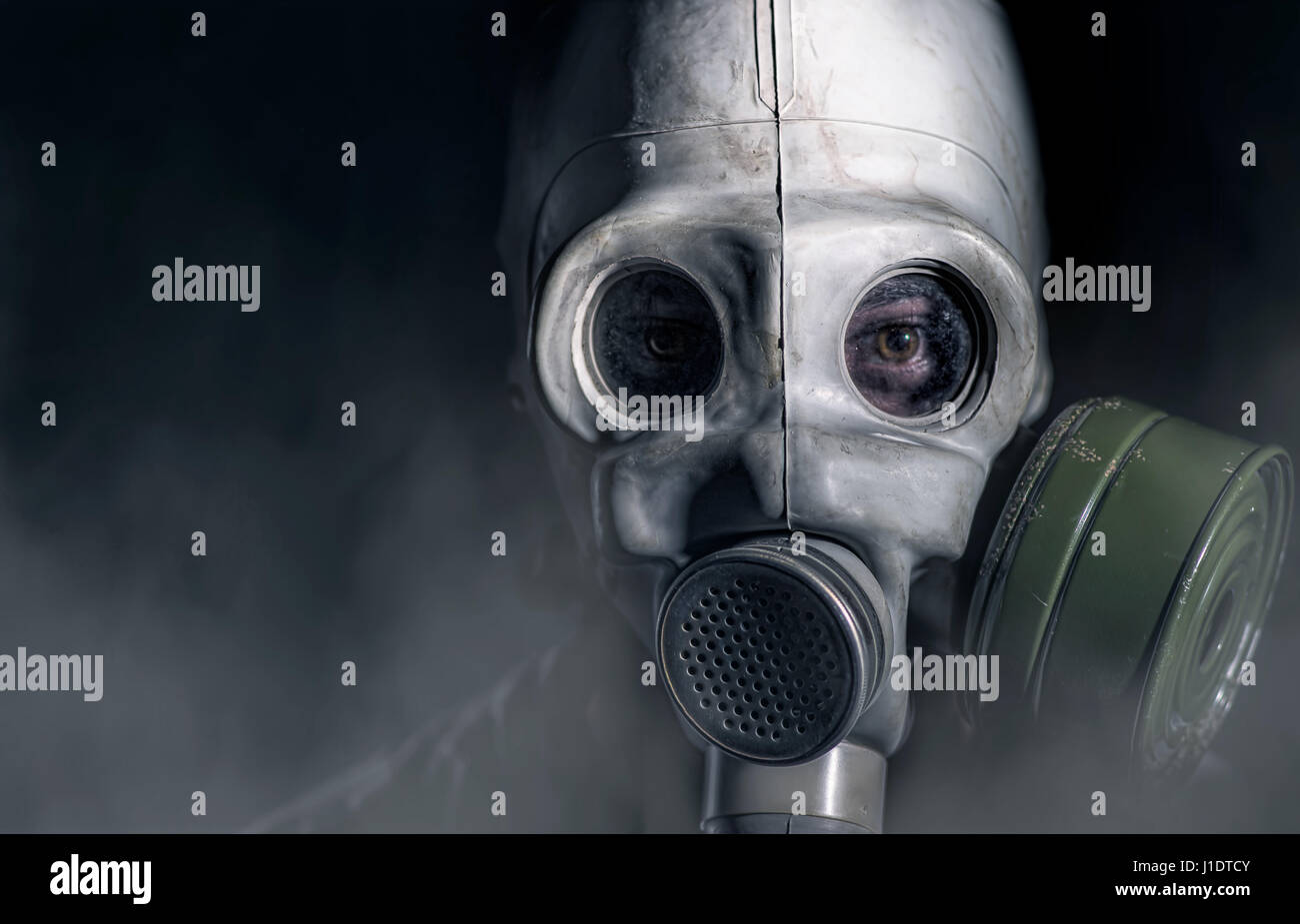 Portrait of man with smoking mask Stock Photo - Alamy