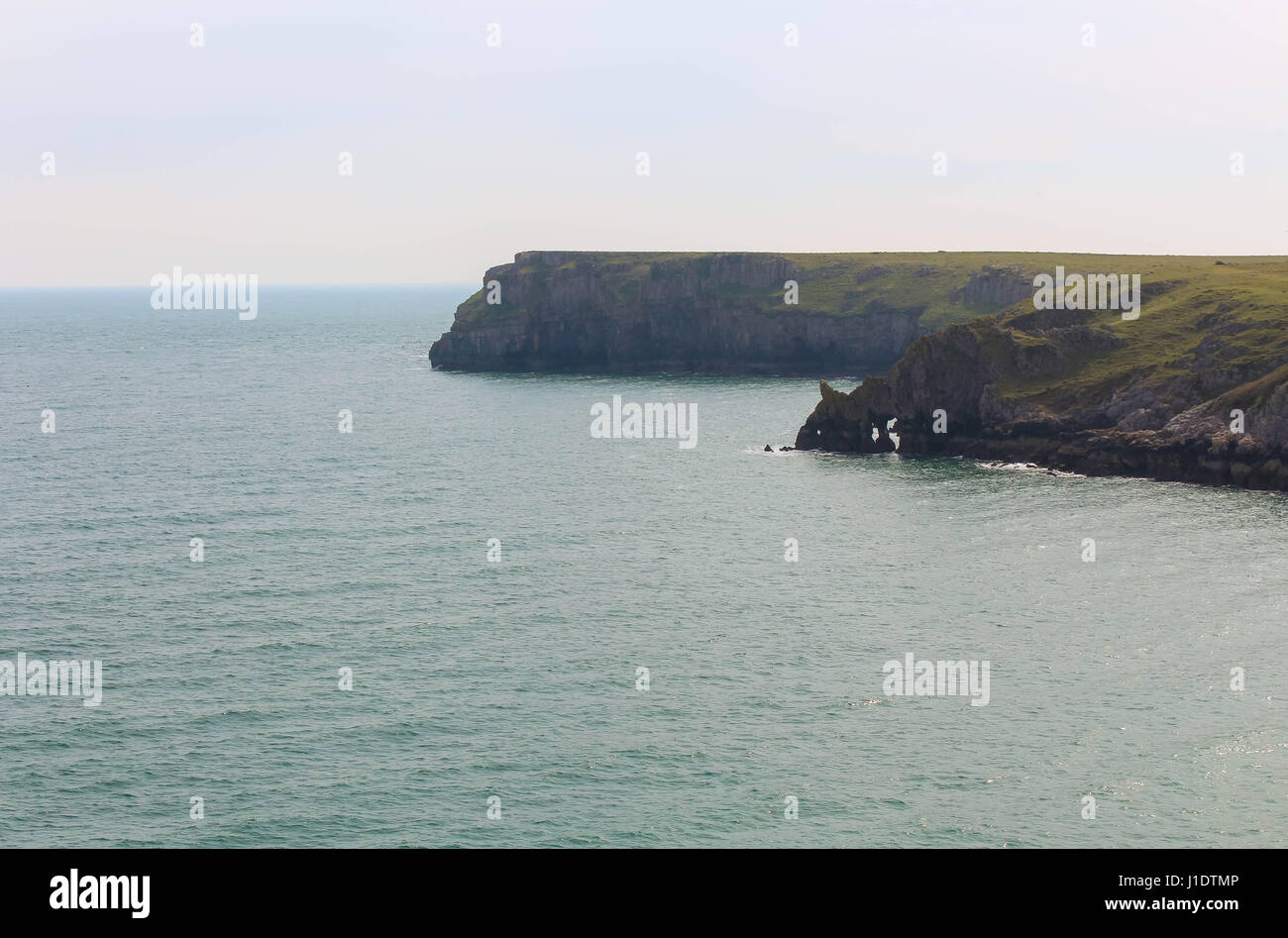 stackpole head taken from above barafundle bay Stock Photo - Alamy