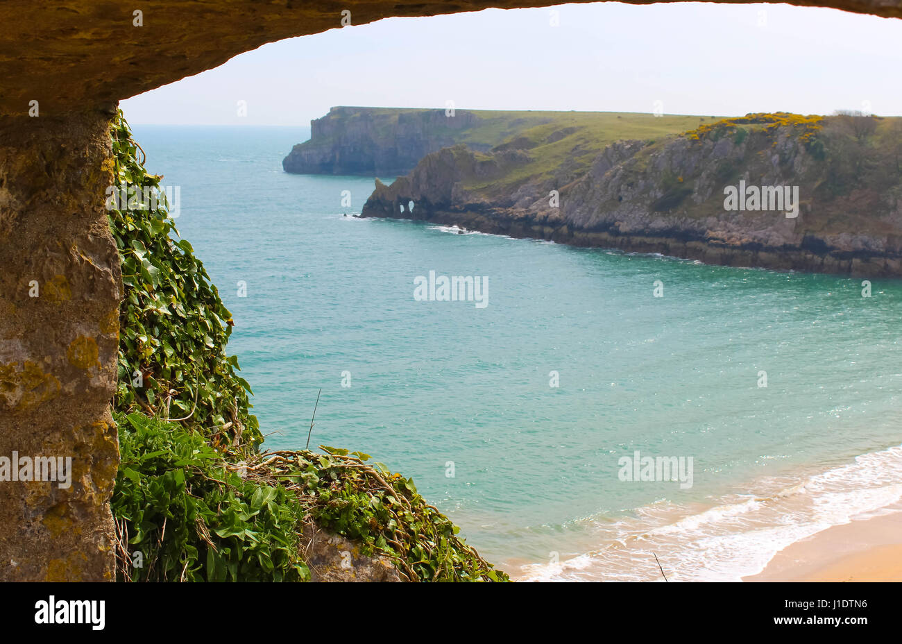 stackpole head from above barafundle bay Stock Photo - Alamy