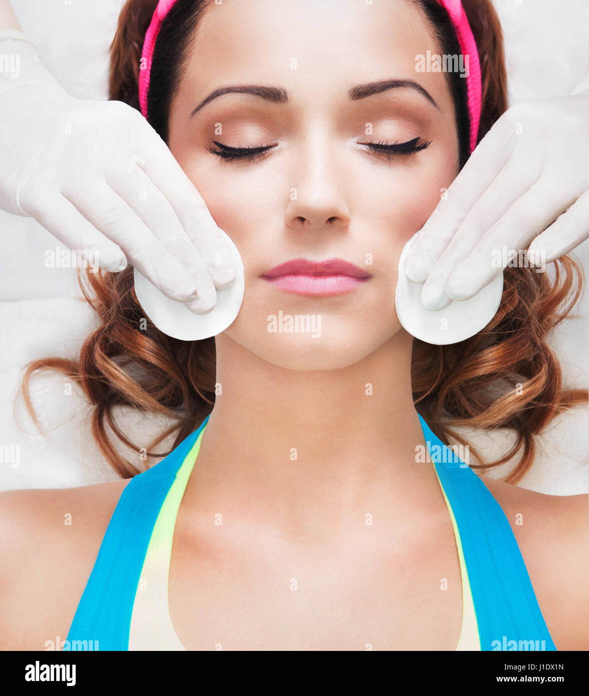 Woman getting face treatment in medical spa center Stock Photo - Alamy